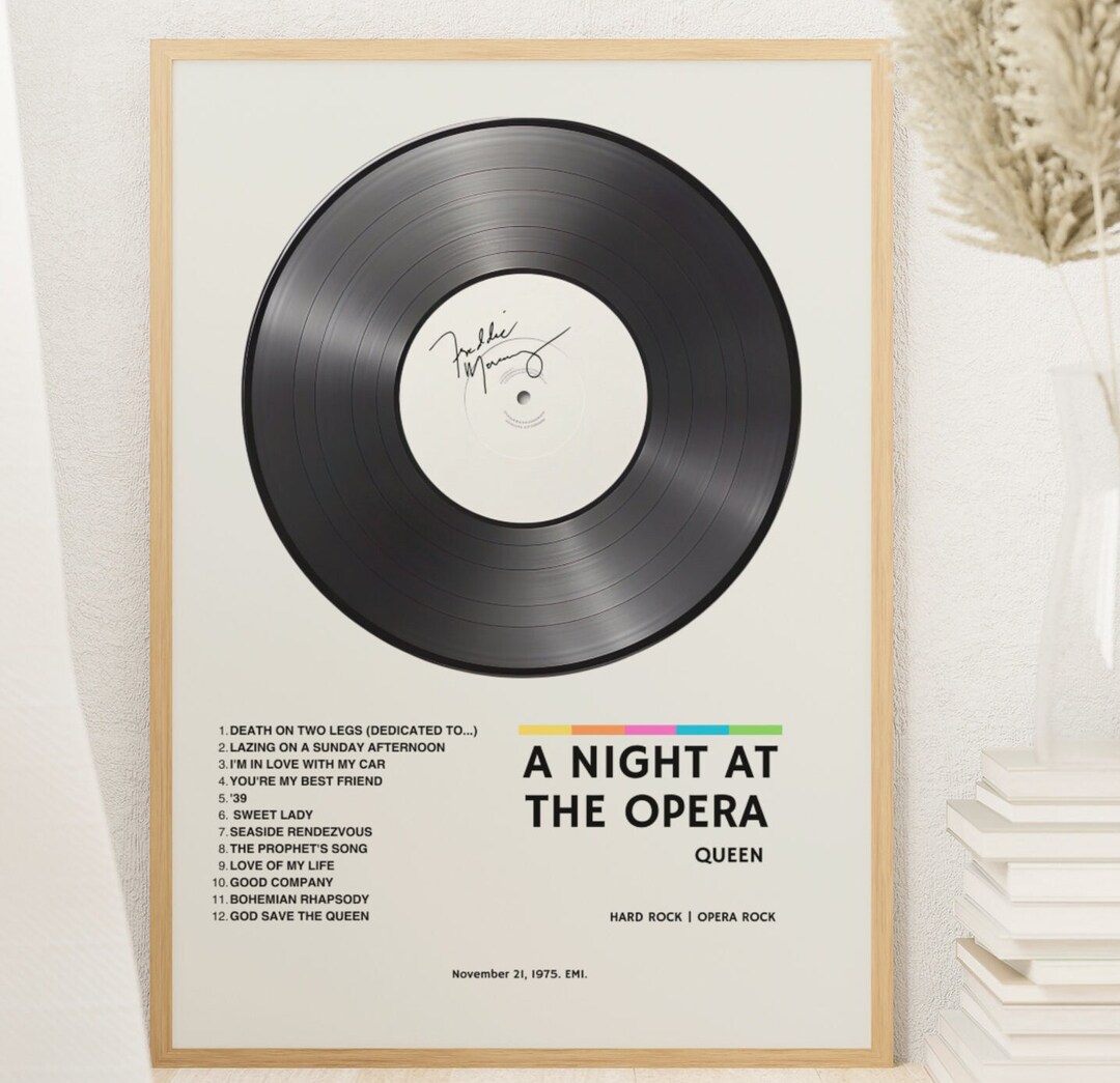 Queen A Night at the Opera Poster, Bohemian Rhapsody Vinyl Art, Vintage ...
