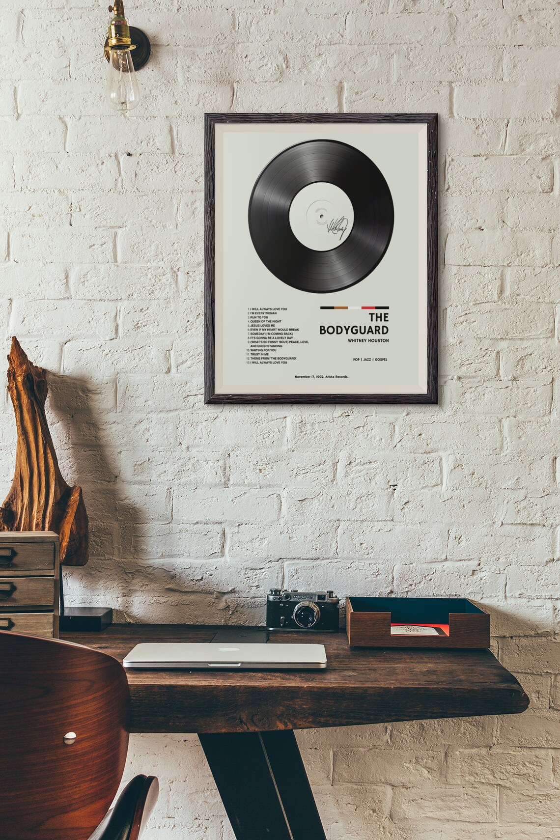 The Bodyguard Album Cover Print, Whitney Houston Vinyl Art, Classic ...