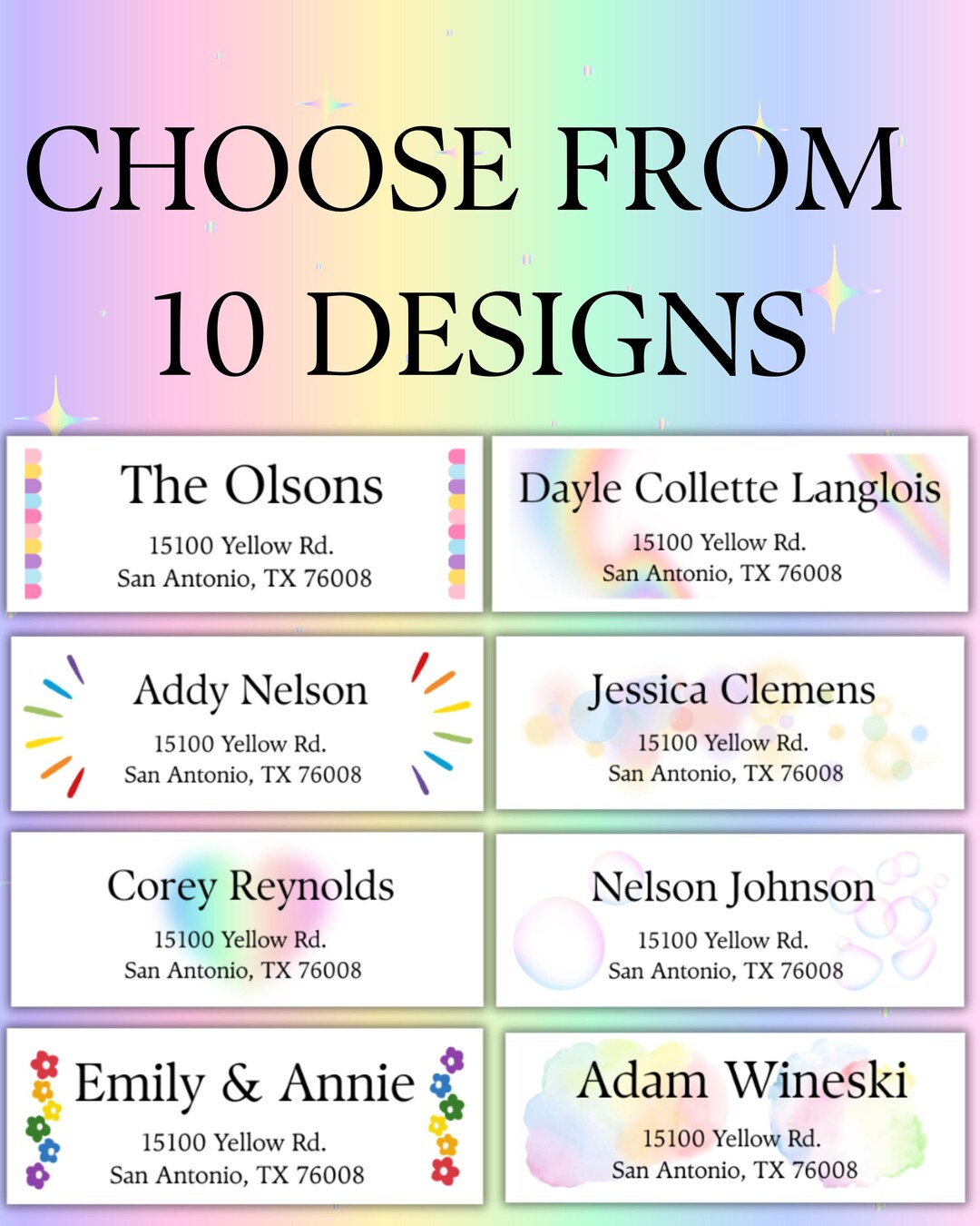 Custom Colorful Rainbow Return Address Labels: Glossy or Matte Stickers ...