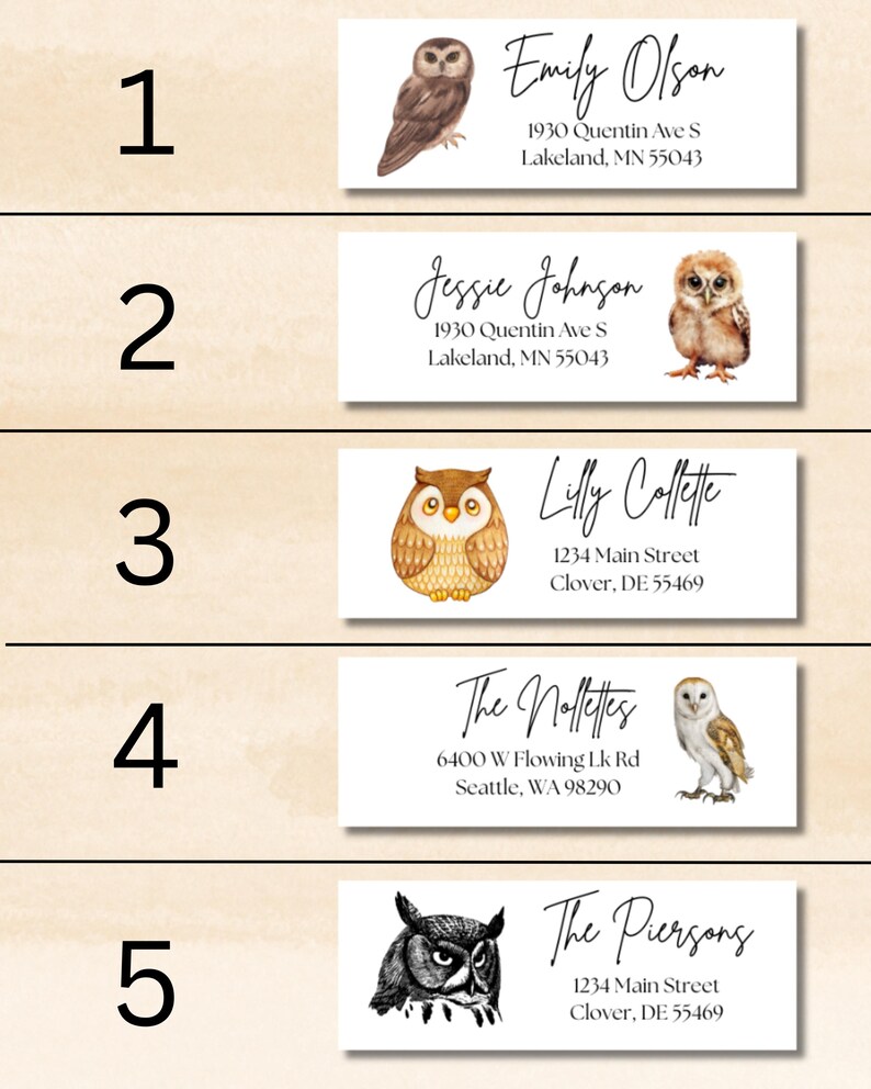 Custom Owl Return Address Labels: Personalized Stickers - Mailing ...
