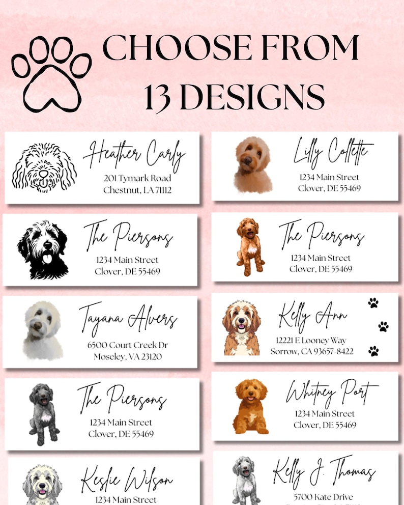 Custom Goldendoodle Dog Return Address Stickers: Personalized Doodle ...