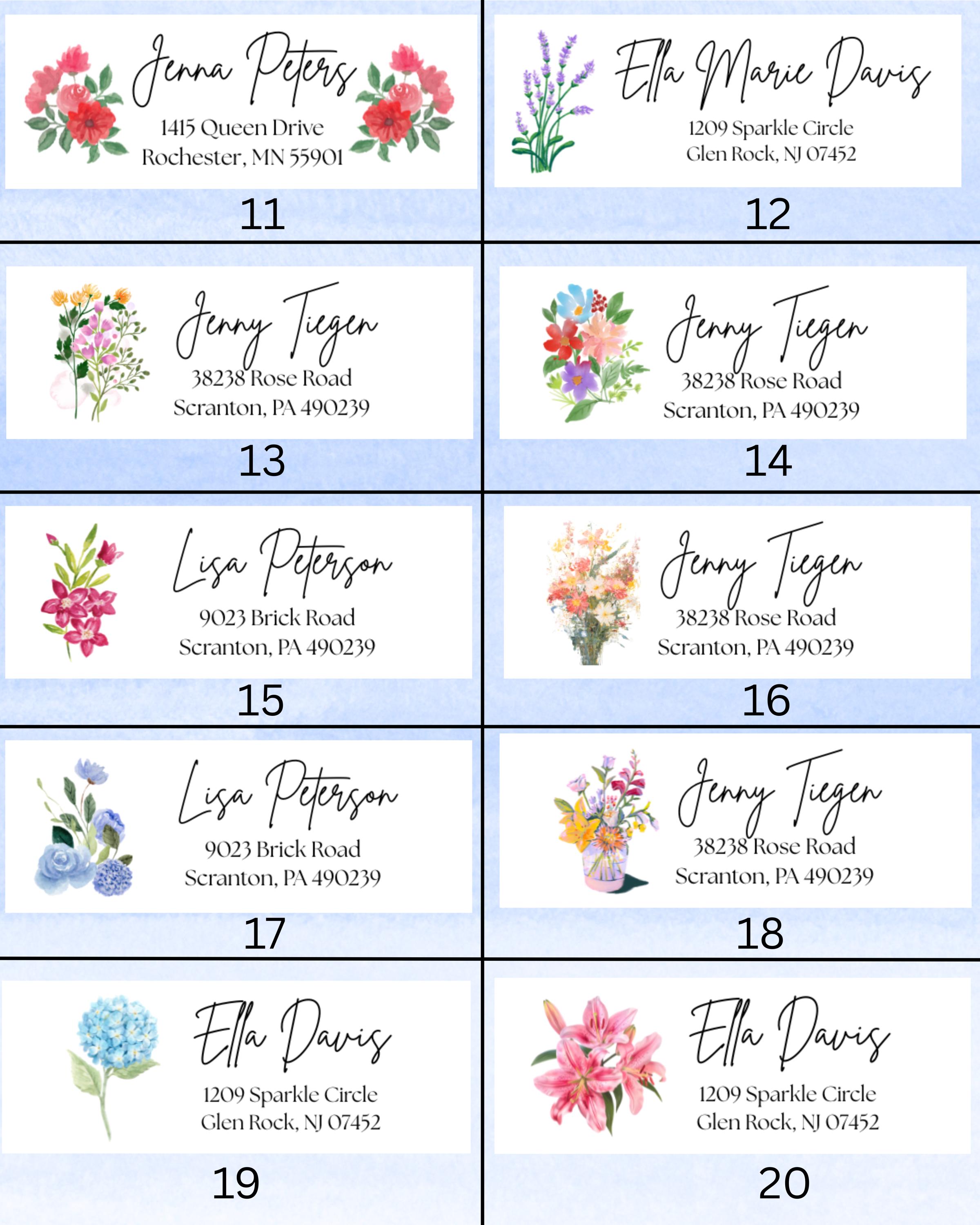 Custom Floral Return Address Labels: Glossy or Matte Stickers ...