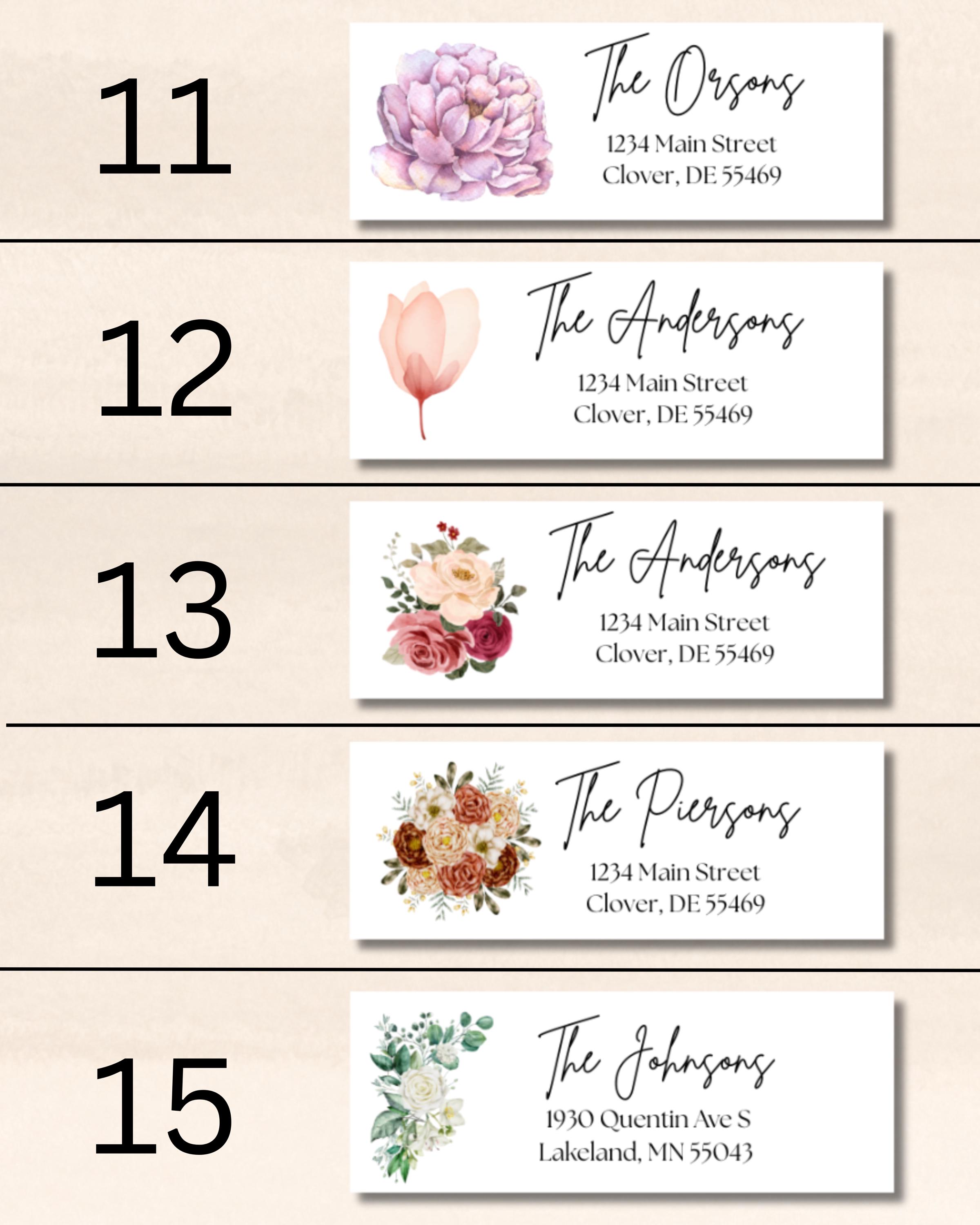 Floral Wedding Return Address Labels: Personalized Mailing Stickers - Etsy