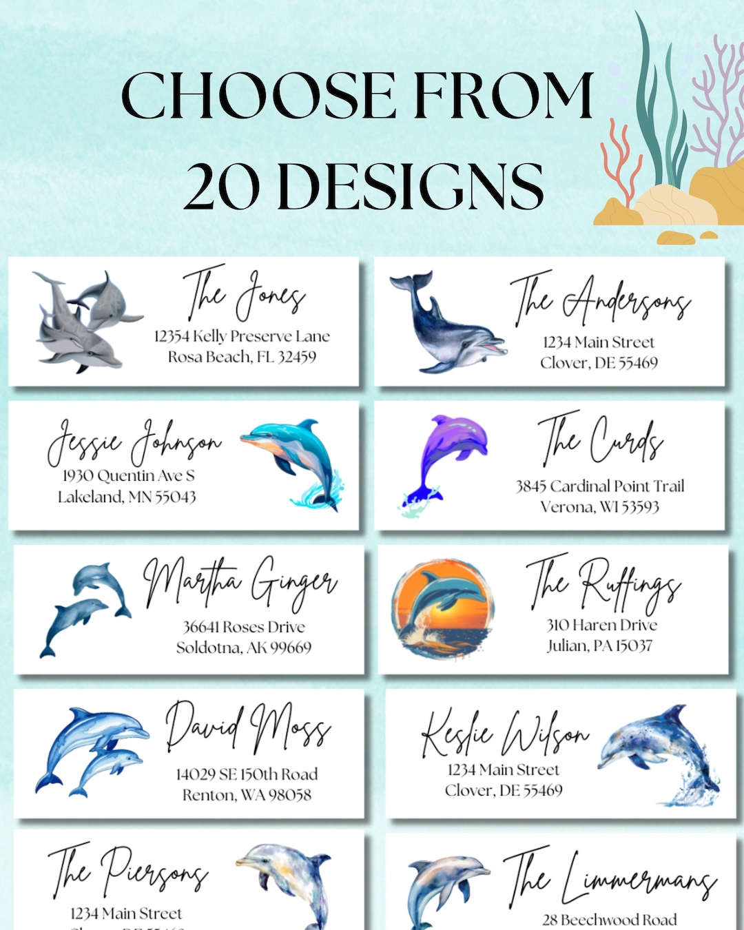 Custom Dolphin Return Address Labels: Personalized Dolphin Mailing ...