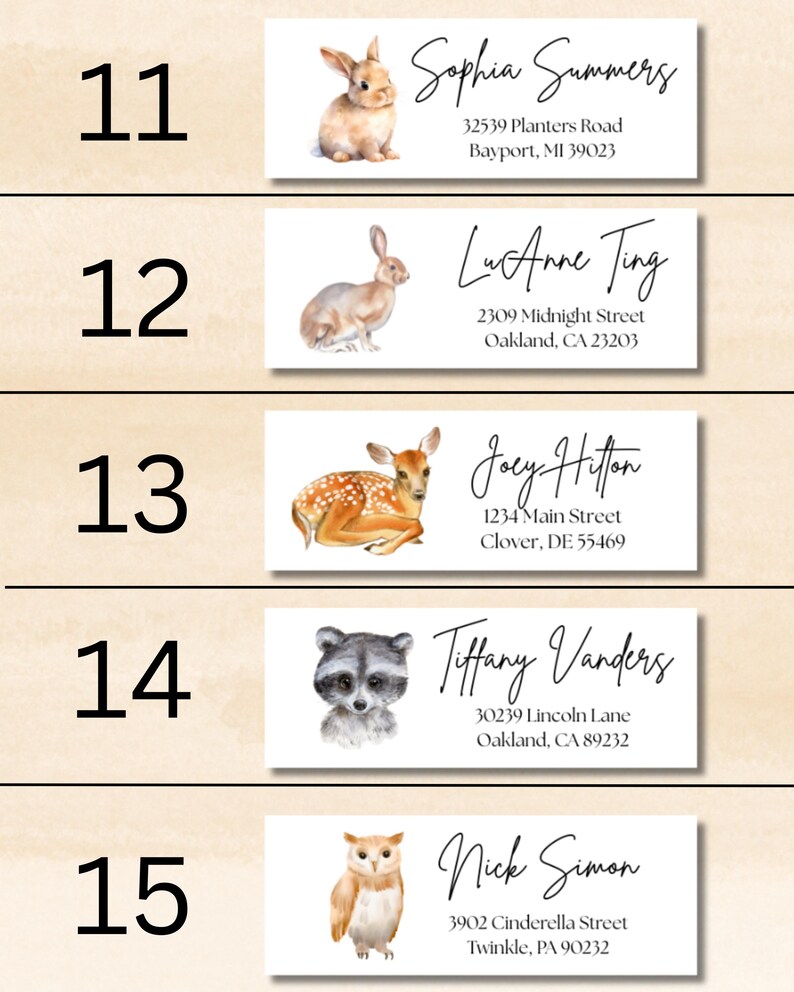 Custom Forest Animals Return Address Labels: Personalized Stickers ...