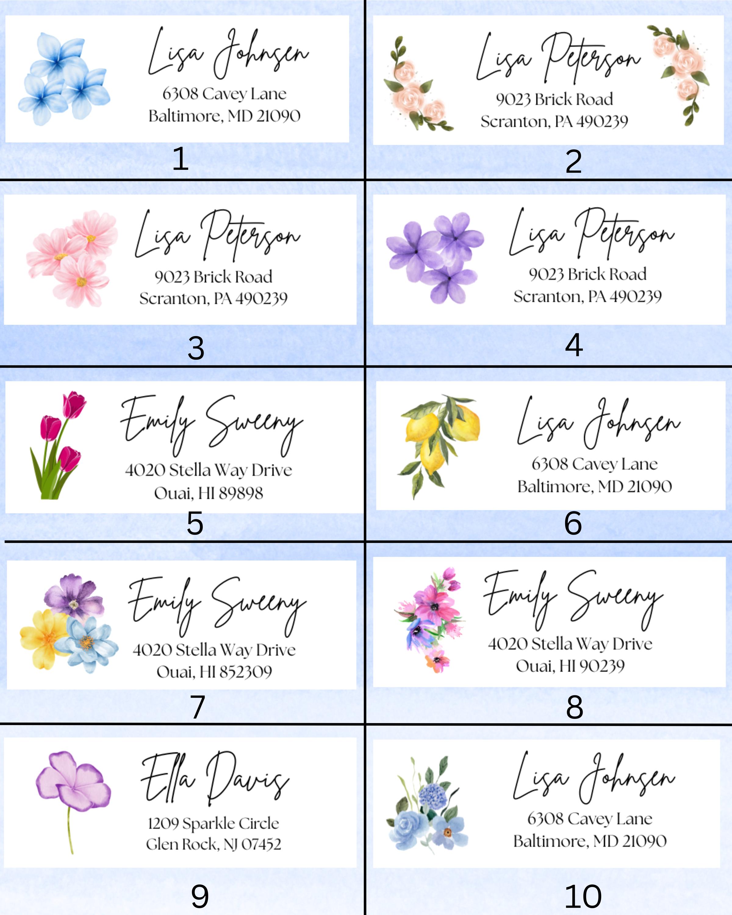 Custom Floral Return Address Labels: Glossy or Matte Stickers ...