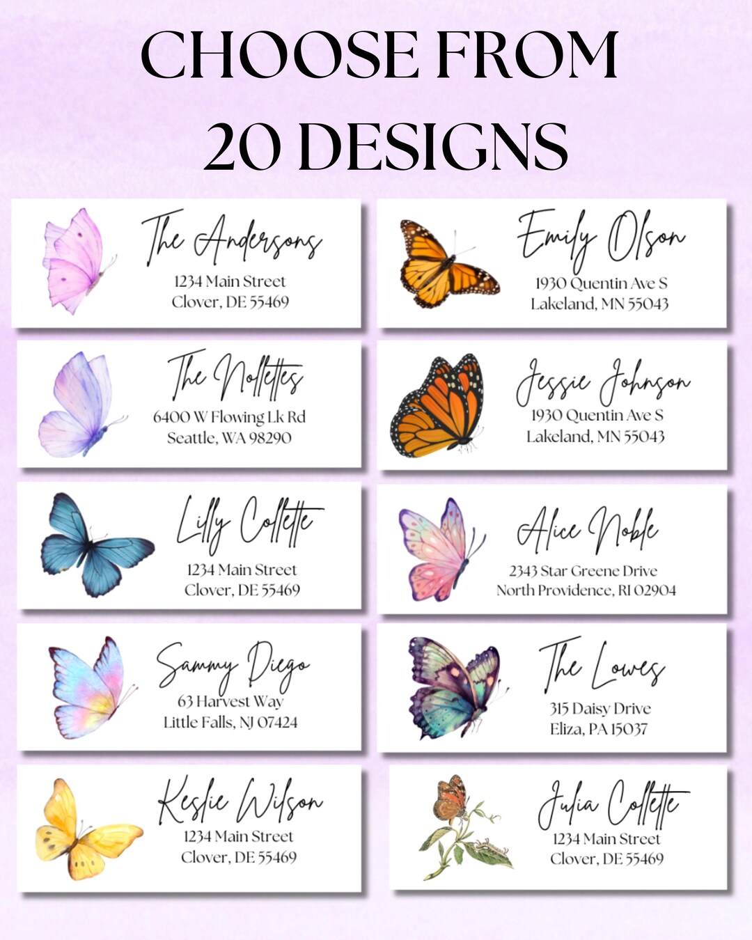 Custom Butterfly Return Address Labels: Personalized Butterfly Stickers ...