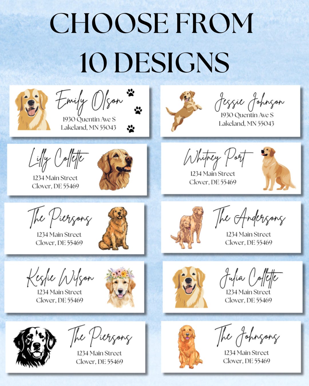 Custom Golden Retriever Return Address Labels: Personalized Dog ...