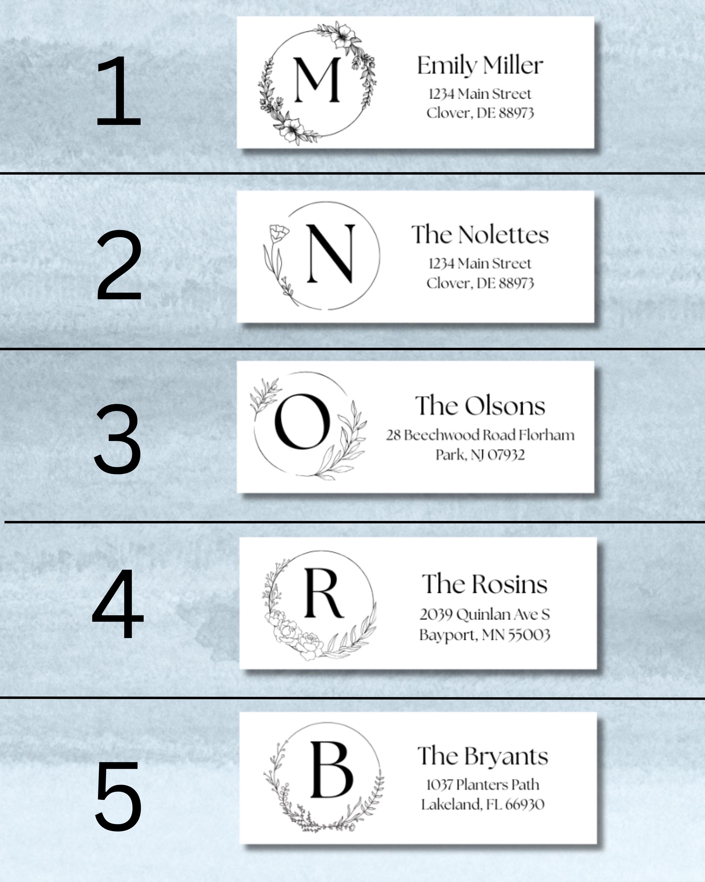 Custom Wreath Wedding Monogram Return Address Labels: Personalized ...
