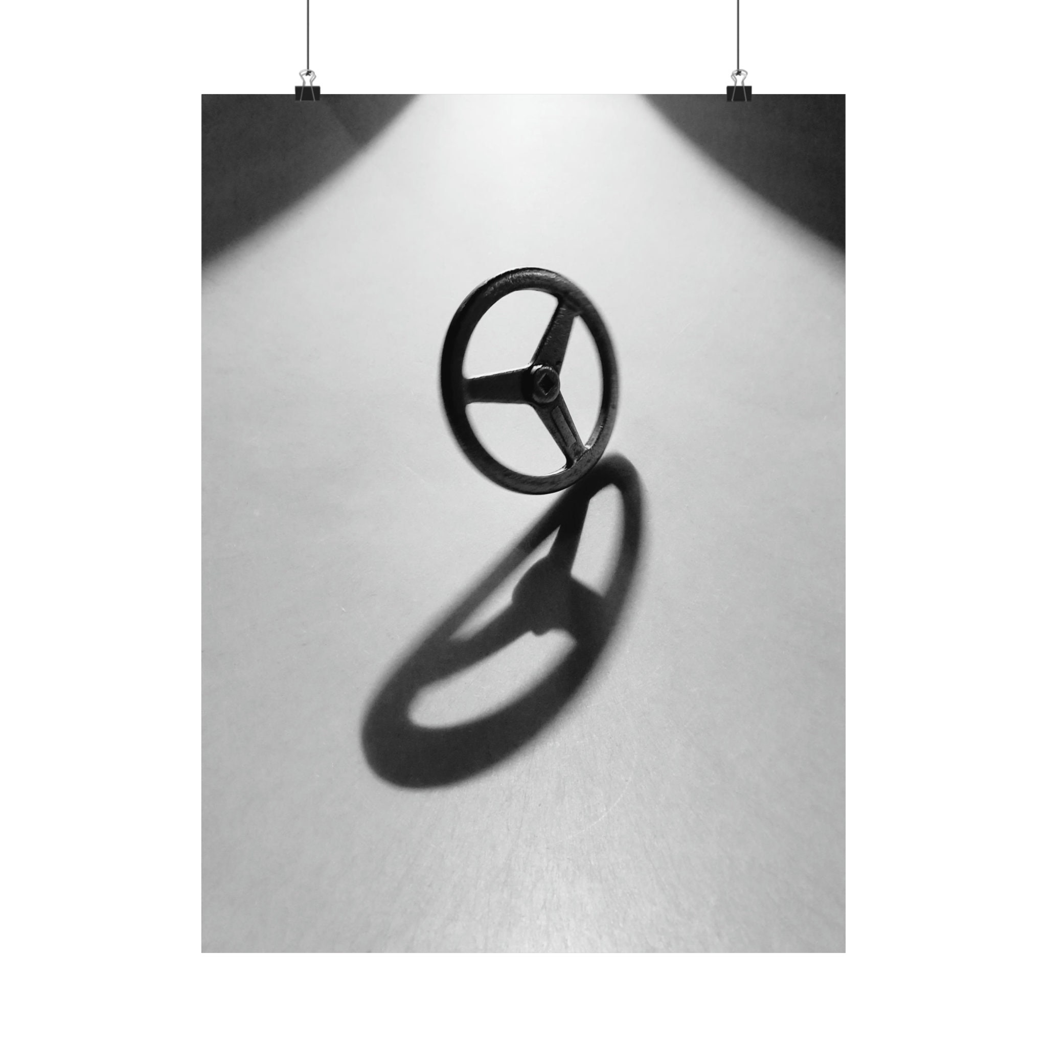 Black and White Metallic Wheel Print, Industrial Elegance, Rolling ...