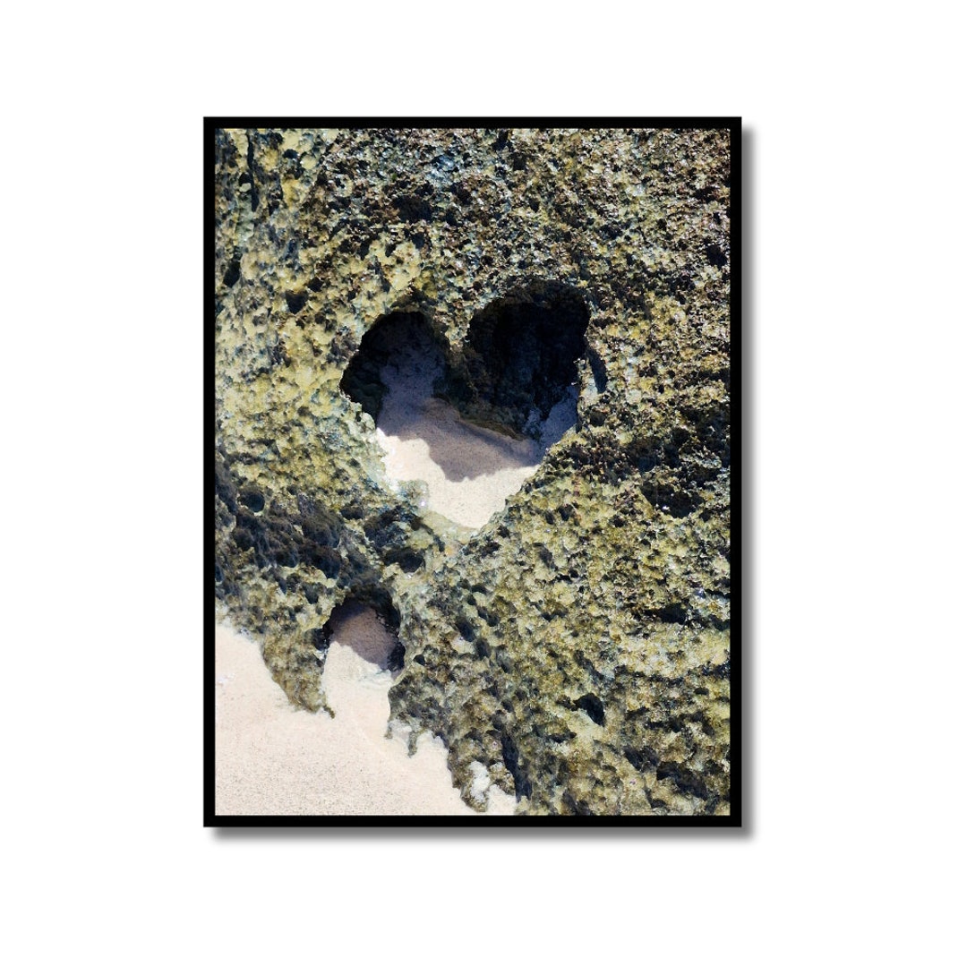 Heart Shape Hole in Stone Photography Print, Heart in Rock on the Beach ...