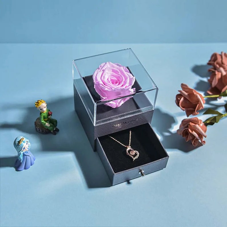 Eternal Rose Jewelry Box With I Love Necklace - Etsy