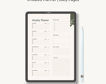 Weekly Planner Printable Minimalist Planner Landscape Elegant Undated ...