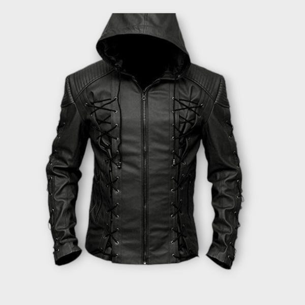 Men's Roy Harper Black Arrow Jacket, Men Leather Jacket Celebrity ...