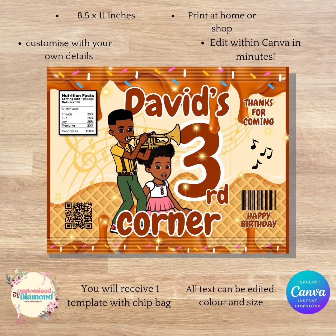 EDITABLE GRACIE'S Corner Chip Bag, Diy Instant Customisable DIGITAL ...