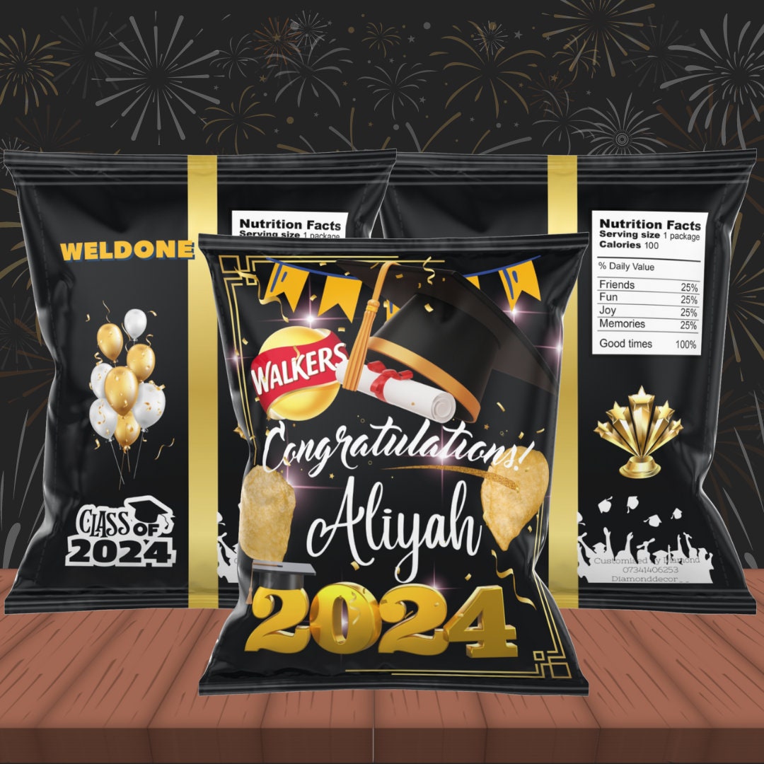 Graduation Theme Chip Bags, Personalised Chip Bags, Chip Bags ...