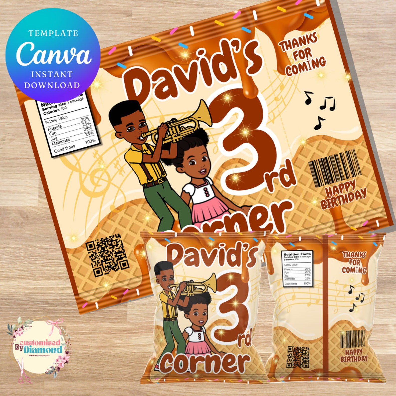 EDITABLE GRACIE'S Corner Chip Bag, Diy Instant Customisable DIGITAL ...