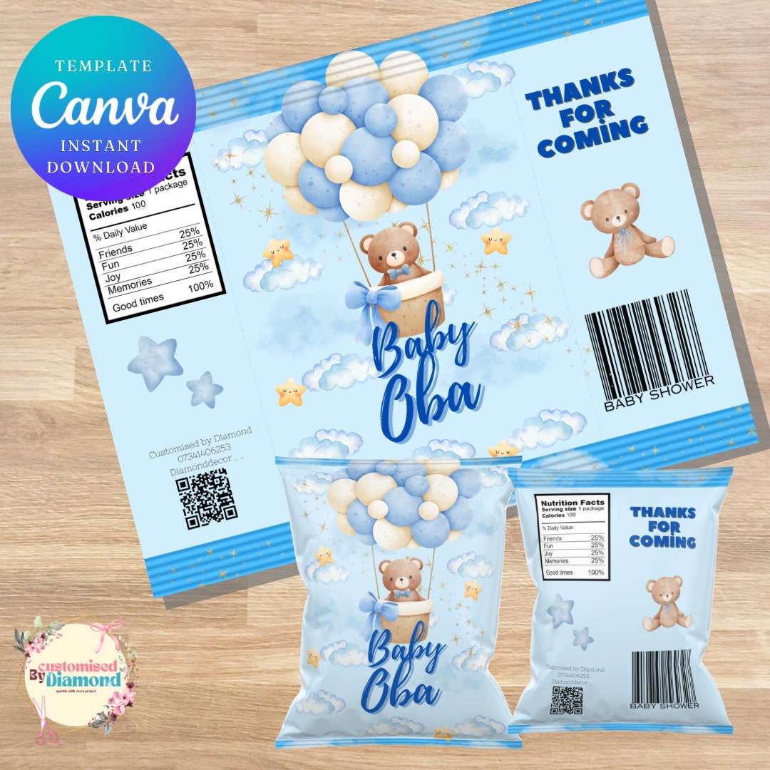 EDITABLE Baby Shower Chip Bag, Diy Instant Customisable DIGITAL ...