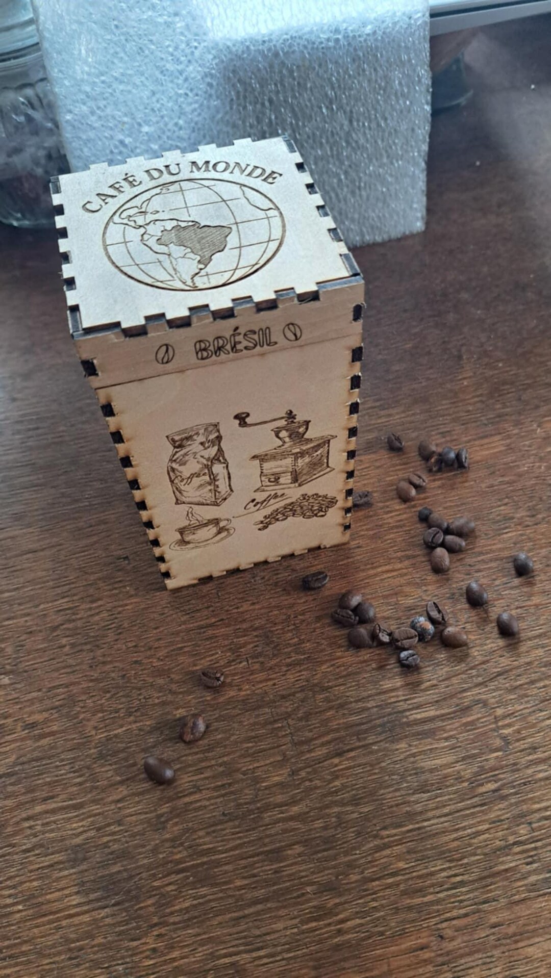 Engraved Wooden Coffee Tin – Coffee Bean Storage – Coffee Bar Decor ...