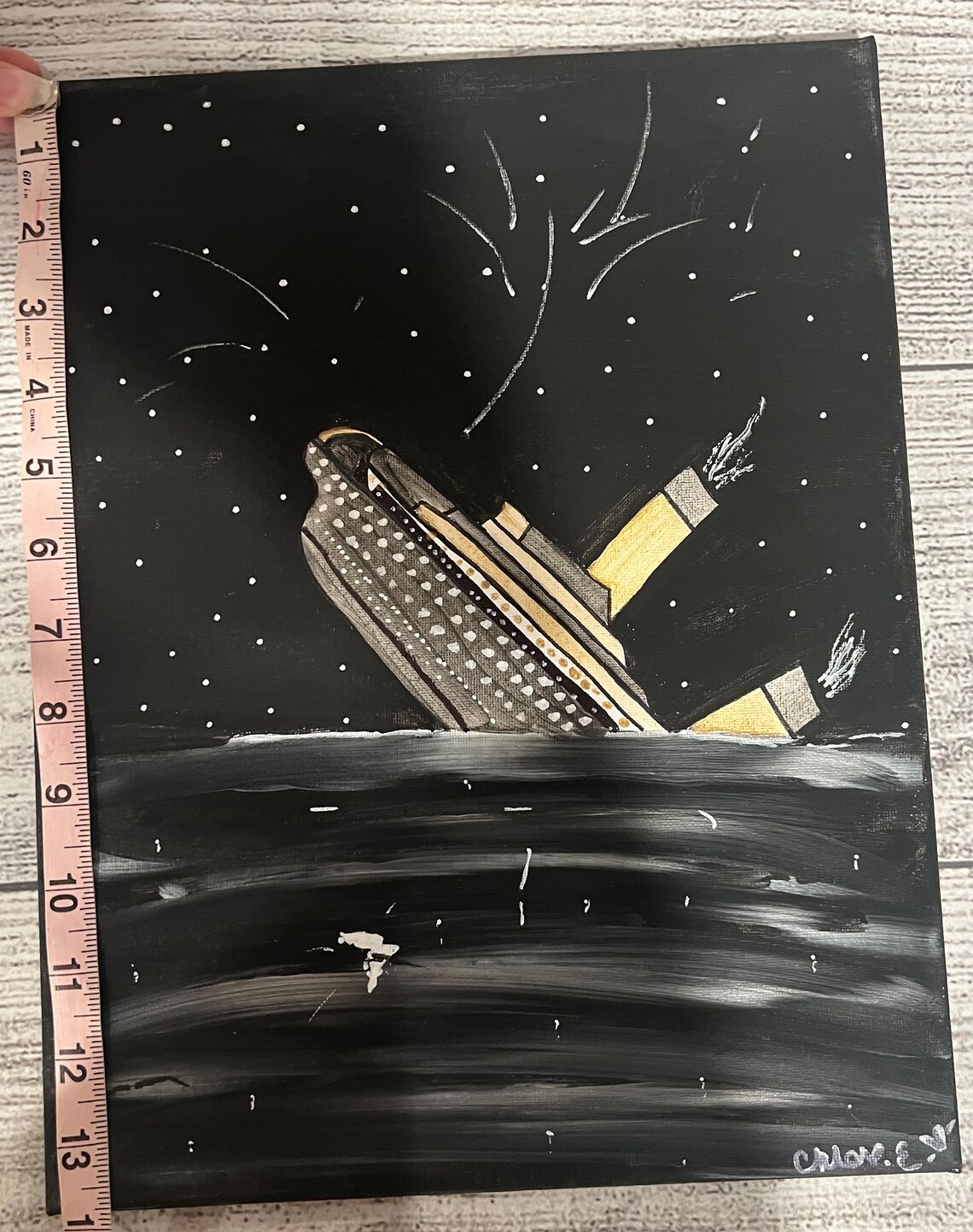 Sinking of the Titanic Hand Painting by Chloe Wall Art 11x14 Canvas ...