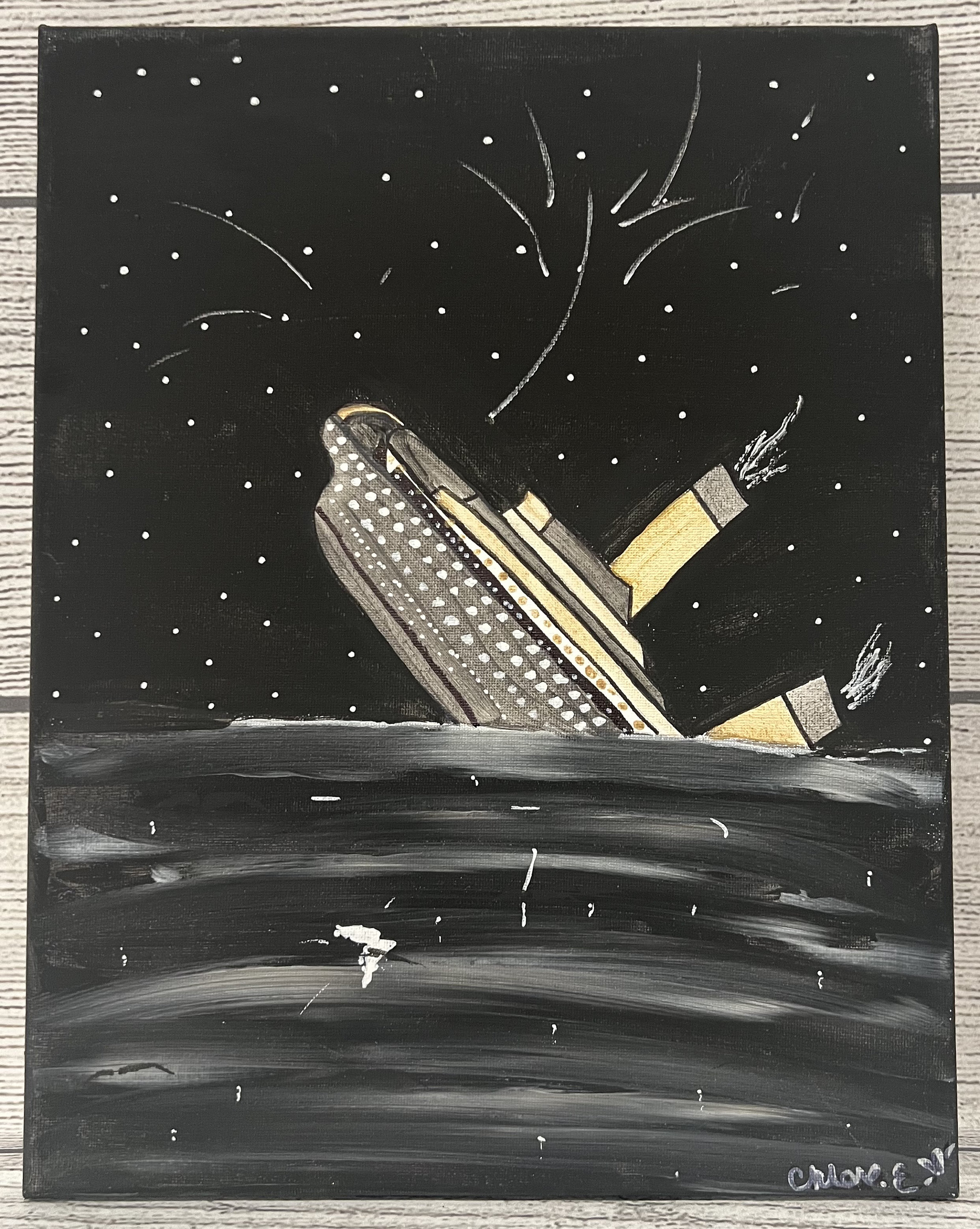 Sinking of the Titanic Hand Painting by Chloe Wall Art 11x14 Canvas ...