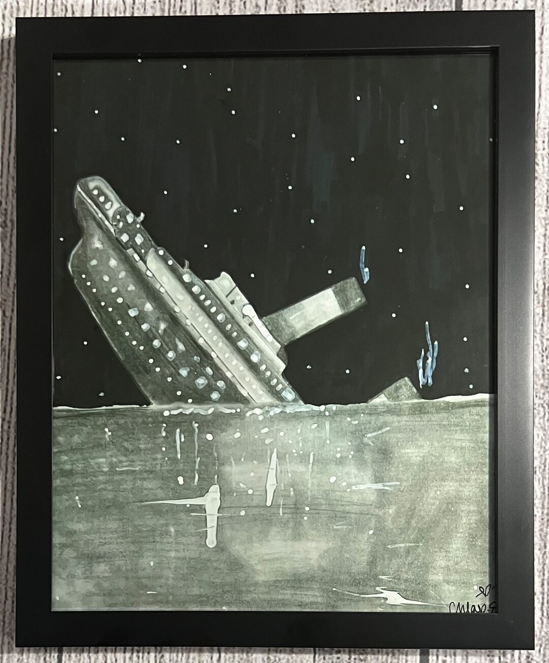 FRAMED Hand Drawing Sinking Titanic History Framed Prints Famous Sketch ...