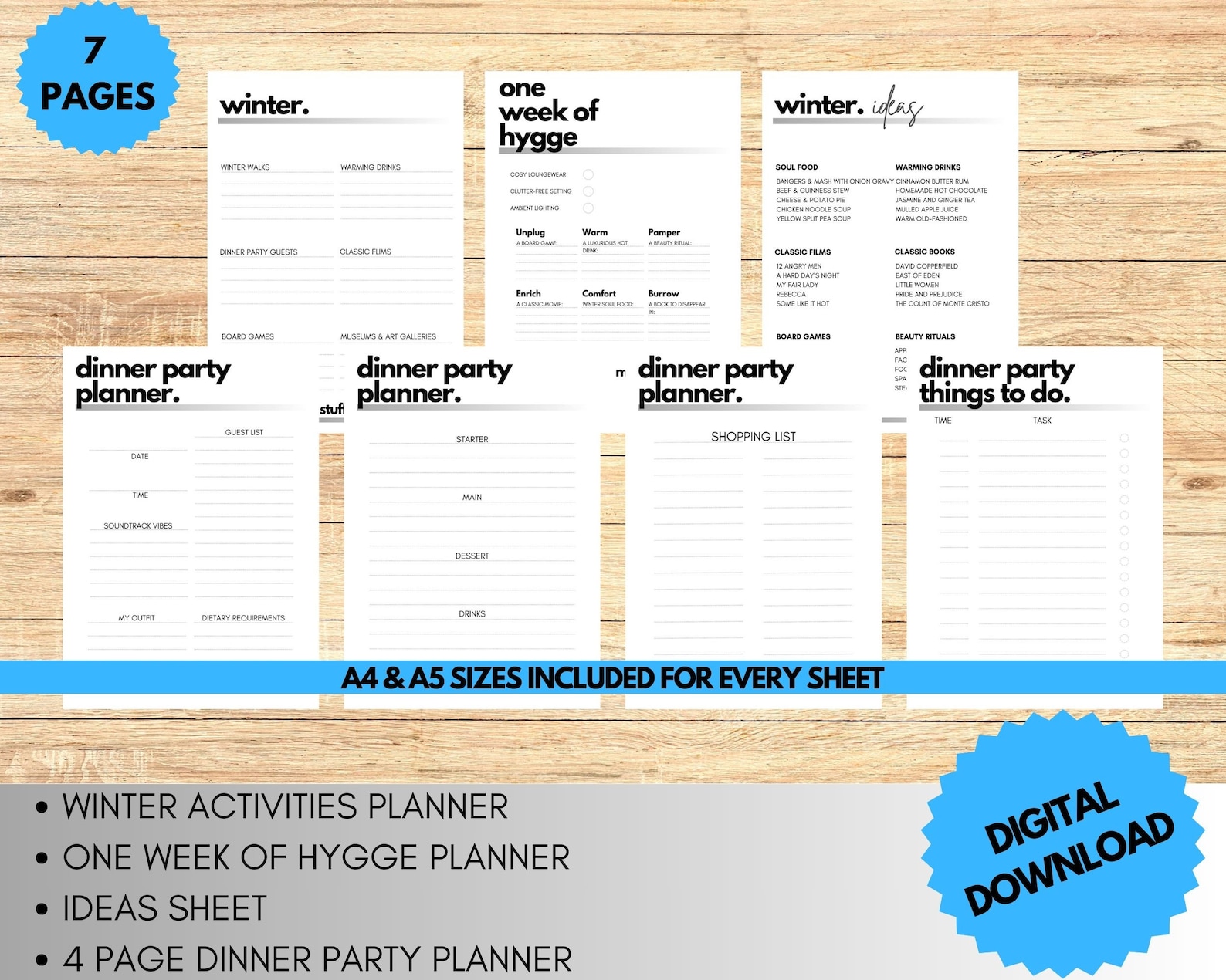 Printable Hygge Winter Planner Seasonal A4 A5 Printable - Etsy
