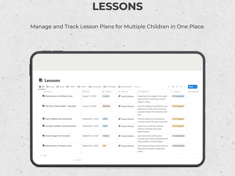Notion Template Homeschool Planner for Multiple Kids Aesthetic Home ...