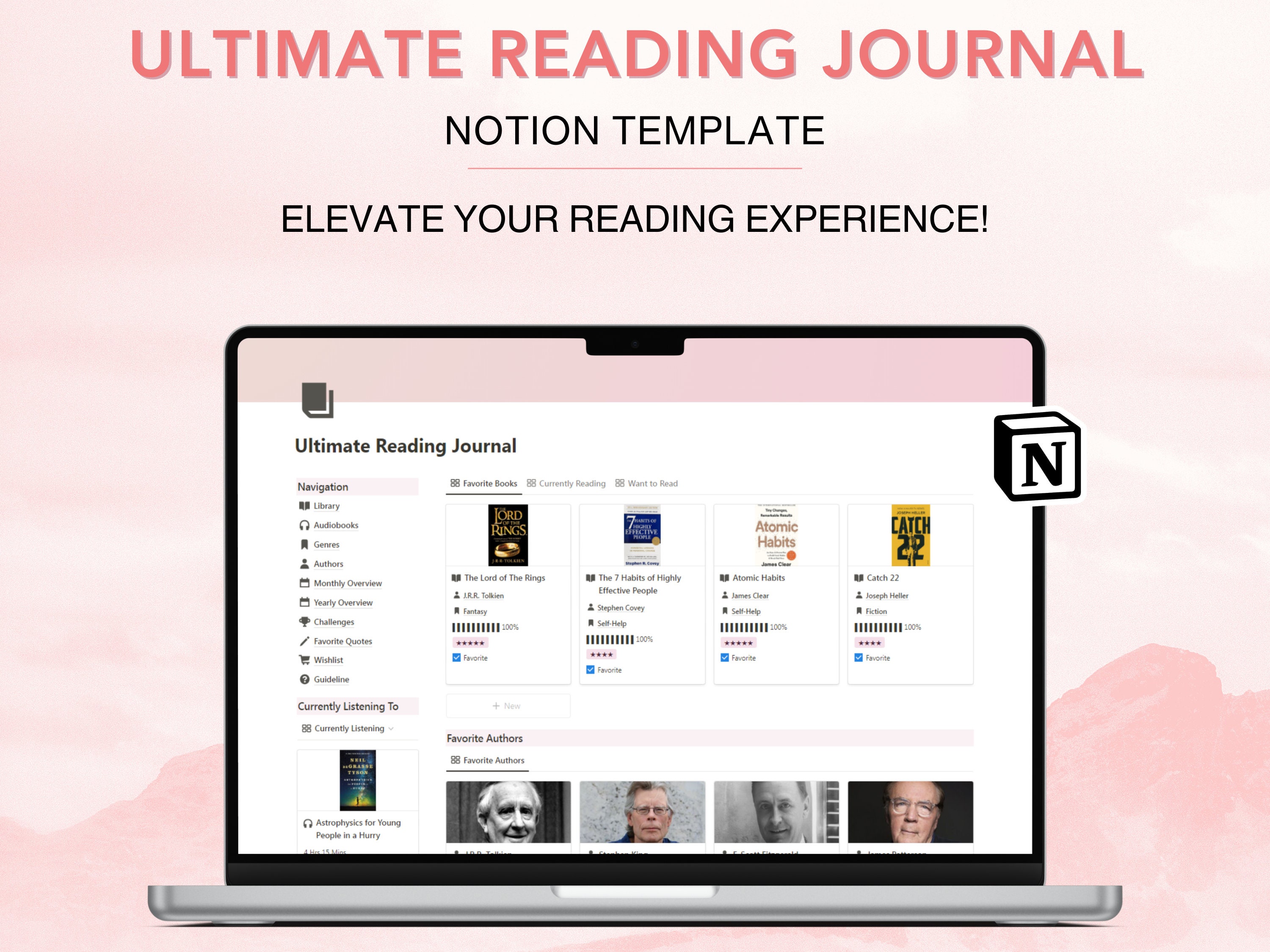 Notion Reading Journal Template All in One Book Tracker Aesthetic ...