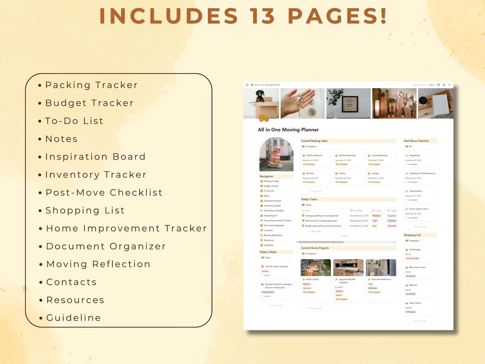 Notion Template Moving Planner Packing Tracker Move Checklist Expense ...