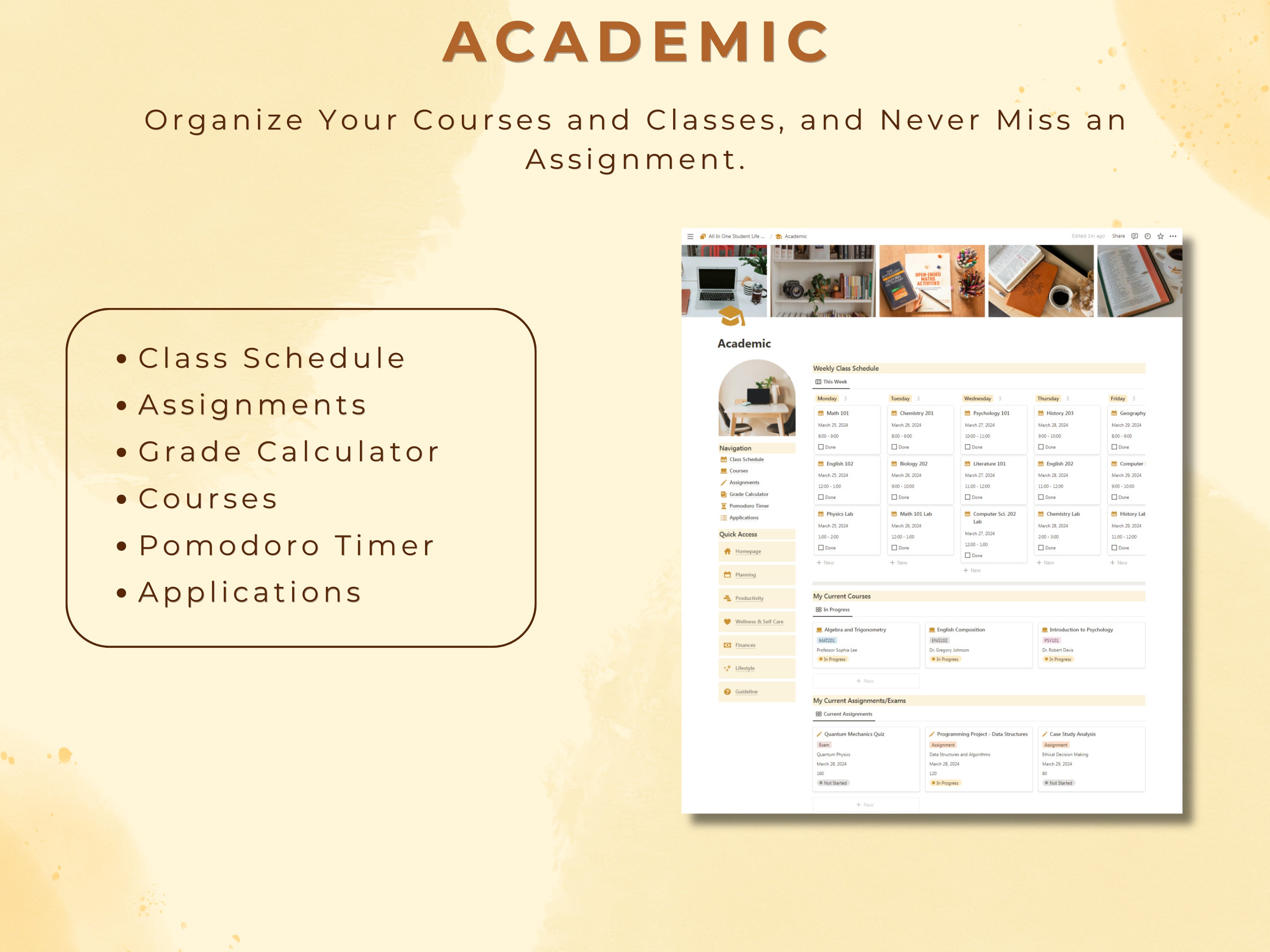 Notion Template All in One Student Life Planner Aesthetic Academic ...