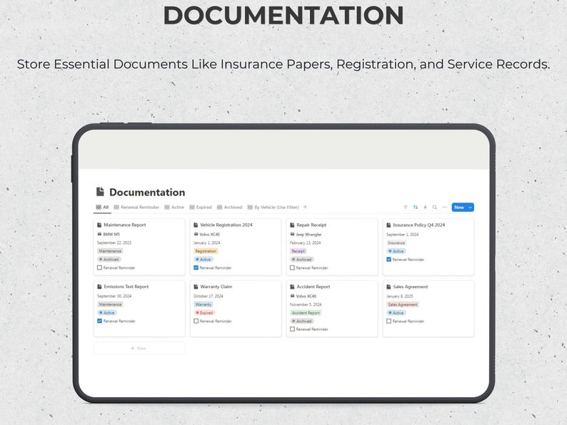 Notion Template Vehicle Management for Multiple Drivers Car Planner ...