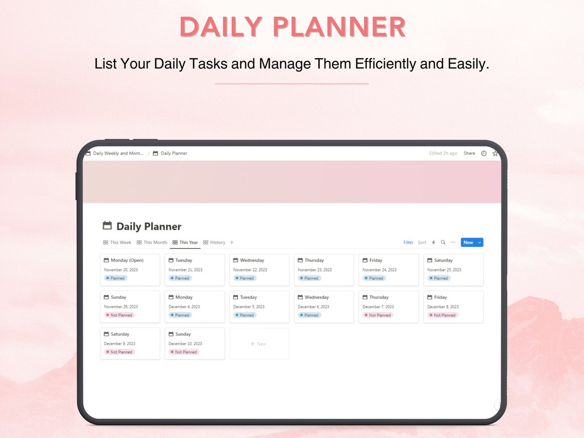 Notion Daily Weekly and Monthly Planner Template Aesthetic Notion to Do List Calendar Work Day ...
