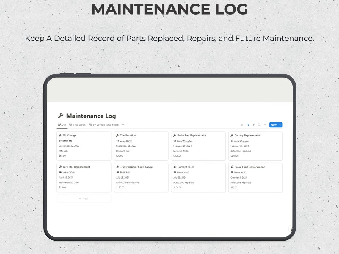 Notion Template Vehicle Management for Multiple Drivers Car Planner ...