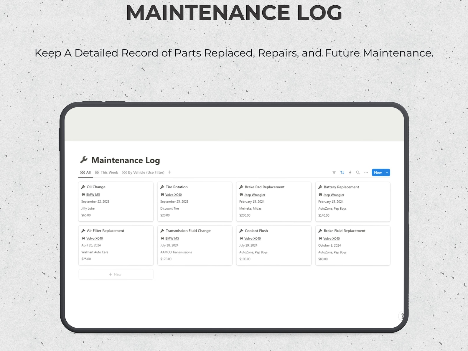 Notion Template Vehicle Management for Multiple Drivers Car Planner ...