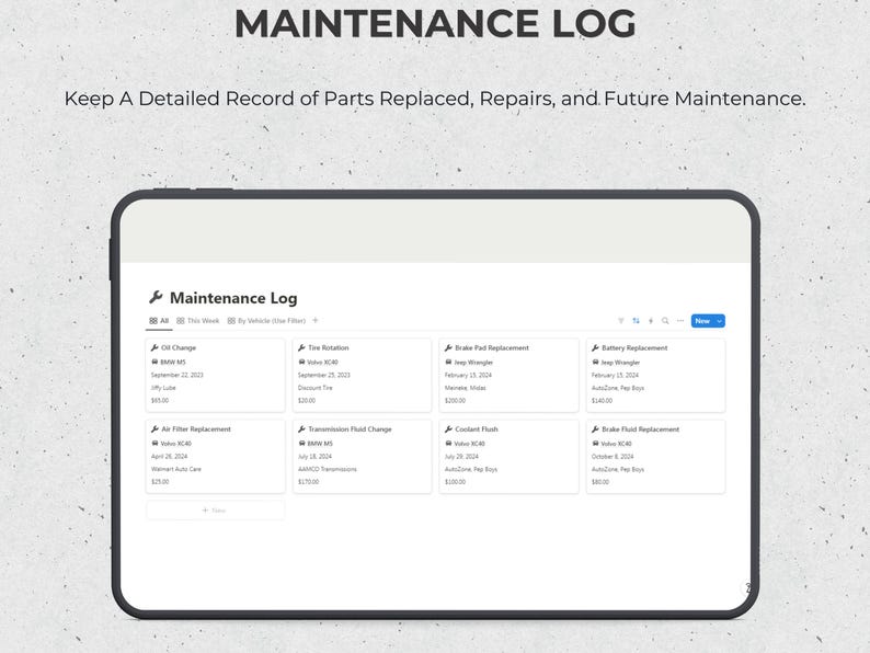 Notion Template Vehicle Management for Multiple Drivers Car Planner ...