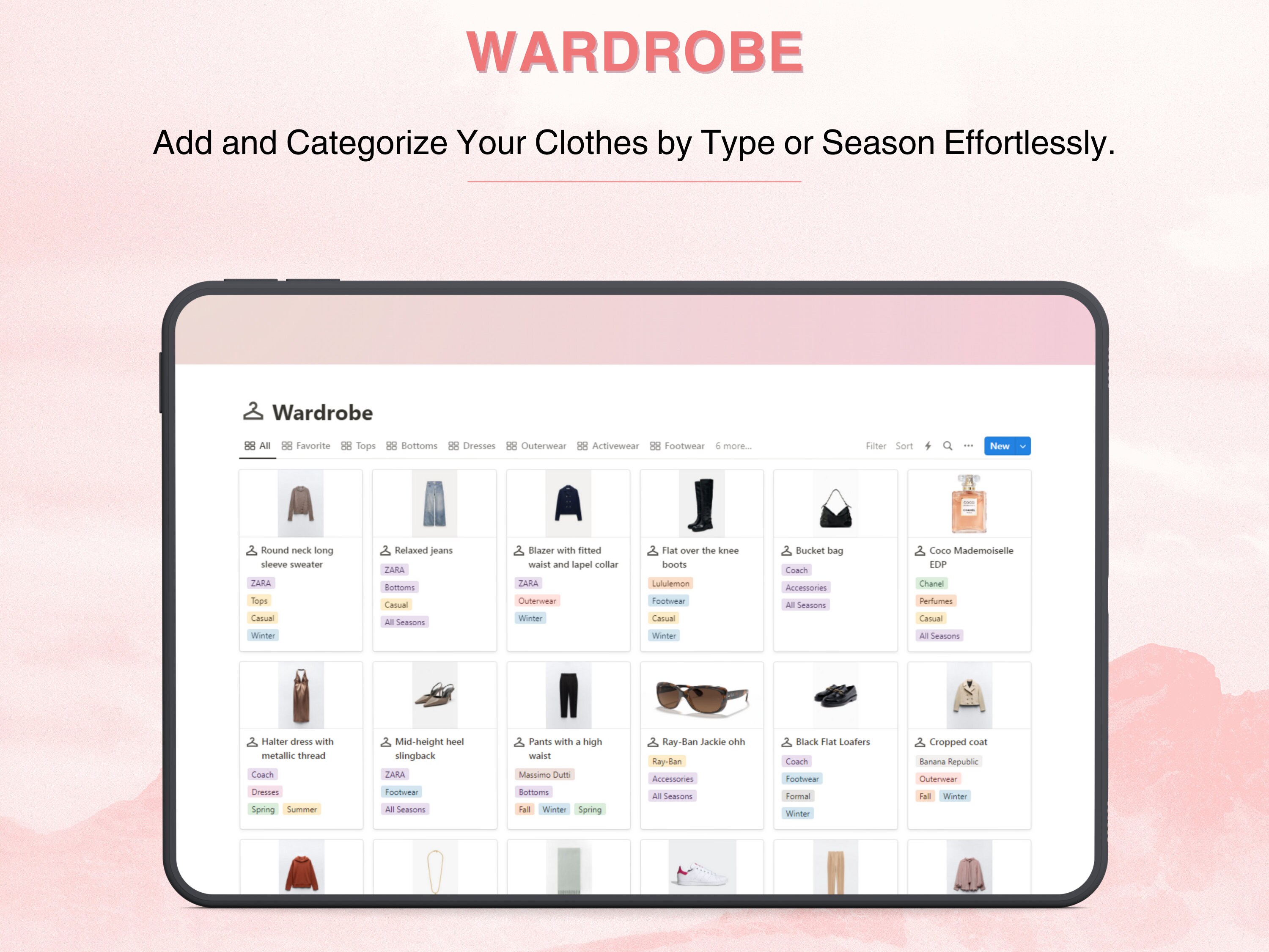 Notion Wardrobe Manager Template Outfit Planner Aesthetic Notion ...
