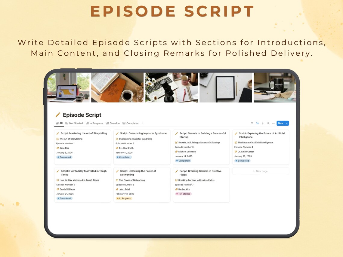 Notion Template Podcast Planner Aesthetic Podcast Tracker Production Episode Planning Guest ...