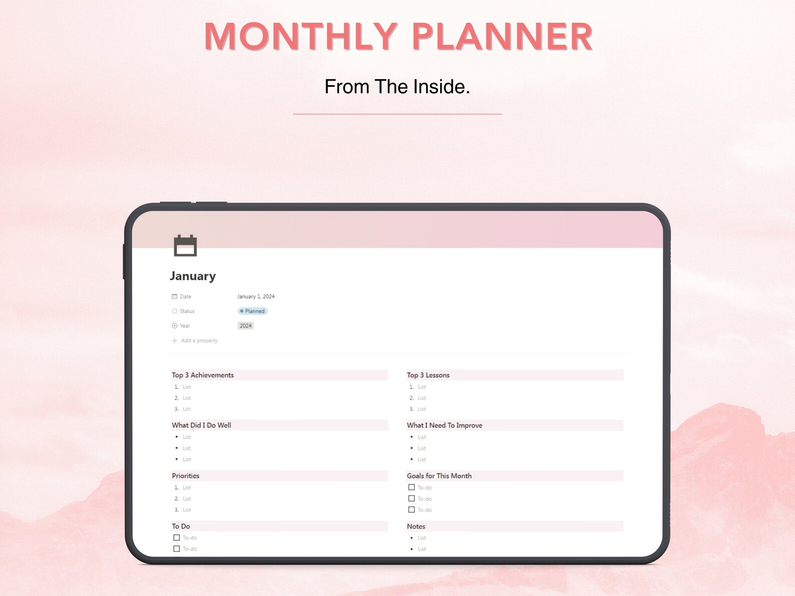 Notion Daily Weekly and Monthly Planner Template Aesthetic Notion to Do ...