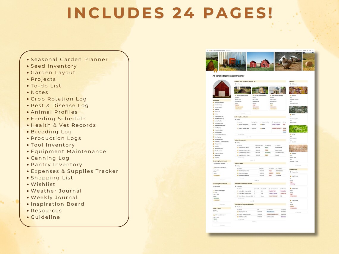 Notion Template Homestead Planner Aesthetic Farm Planner Garden ...
