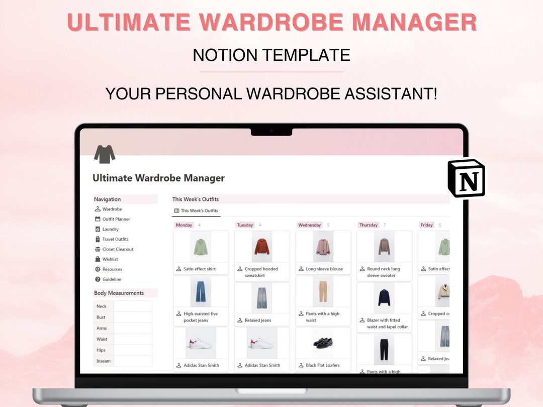 Notion Wardrobe Manager Template Outfit Planner Aesthetic Notion ...