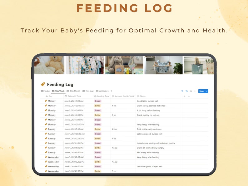Notion Template Newborn Tracker Aesthetic Baby Care Planner Sleep Log ...