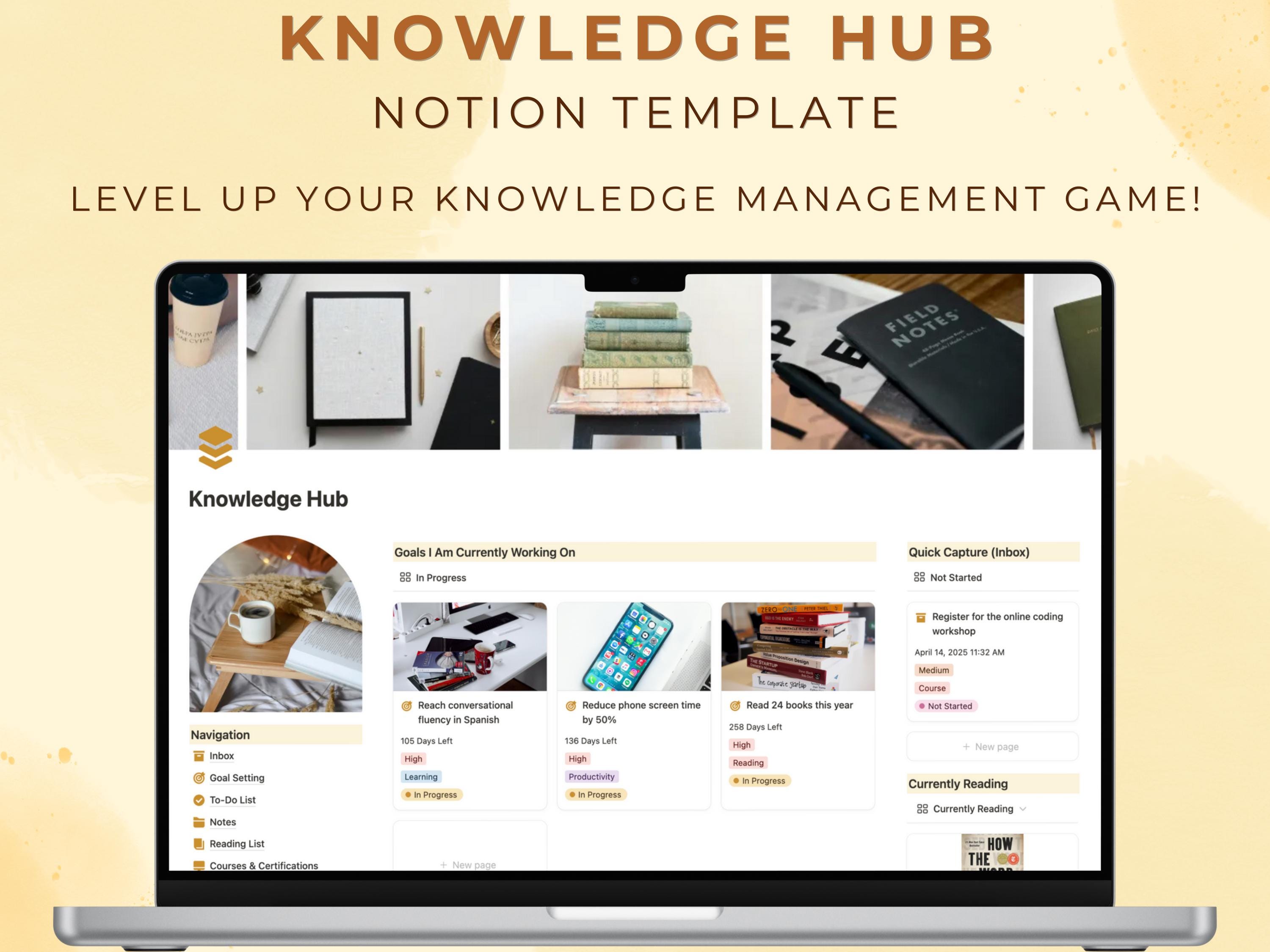 Notion Template Knowledge Hub Learning Planner Growth Tracker Knowledge Management Online Course ...