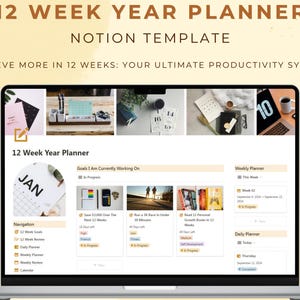 Notion Template 12 Week Year Planner 90 Day Challenge Goals Tracker ...