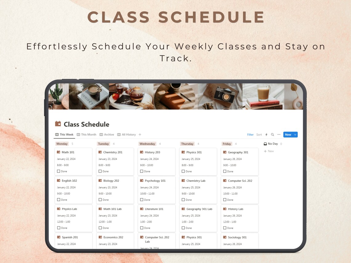 Notion Student Planner Template Aesthetic Academic University College ...