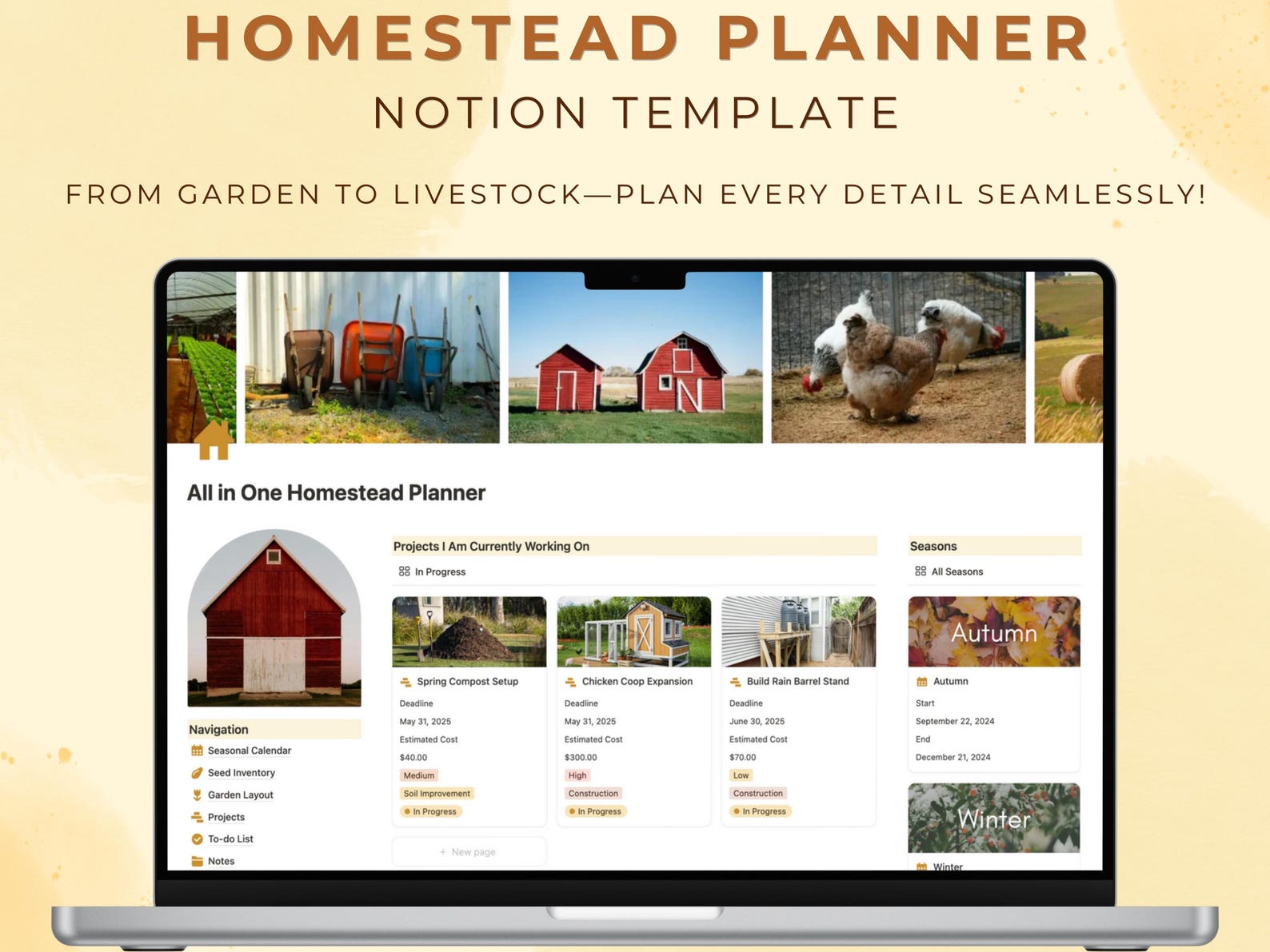 Notion Template Homestead Planner Aesthetic Farm Planner Garden ...