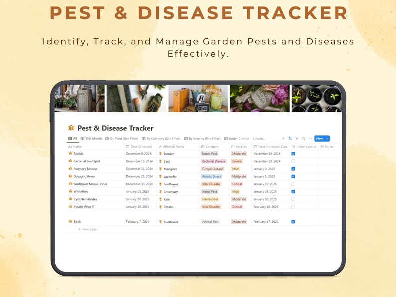 Notion Template Garden Planner Aesthetic Plant Care Pest Disease Tracker Gardening Management ...
