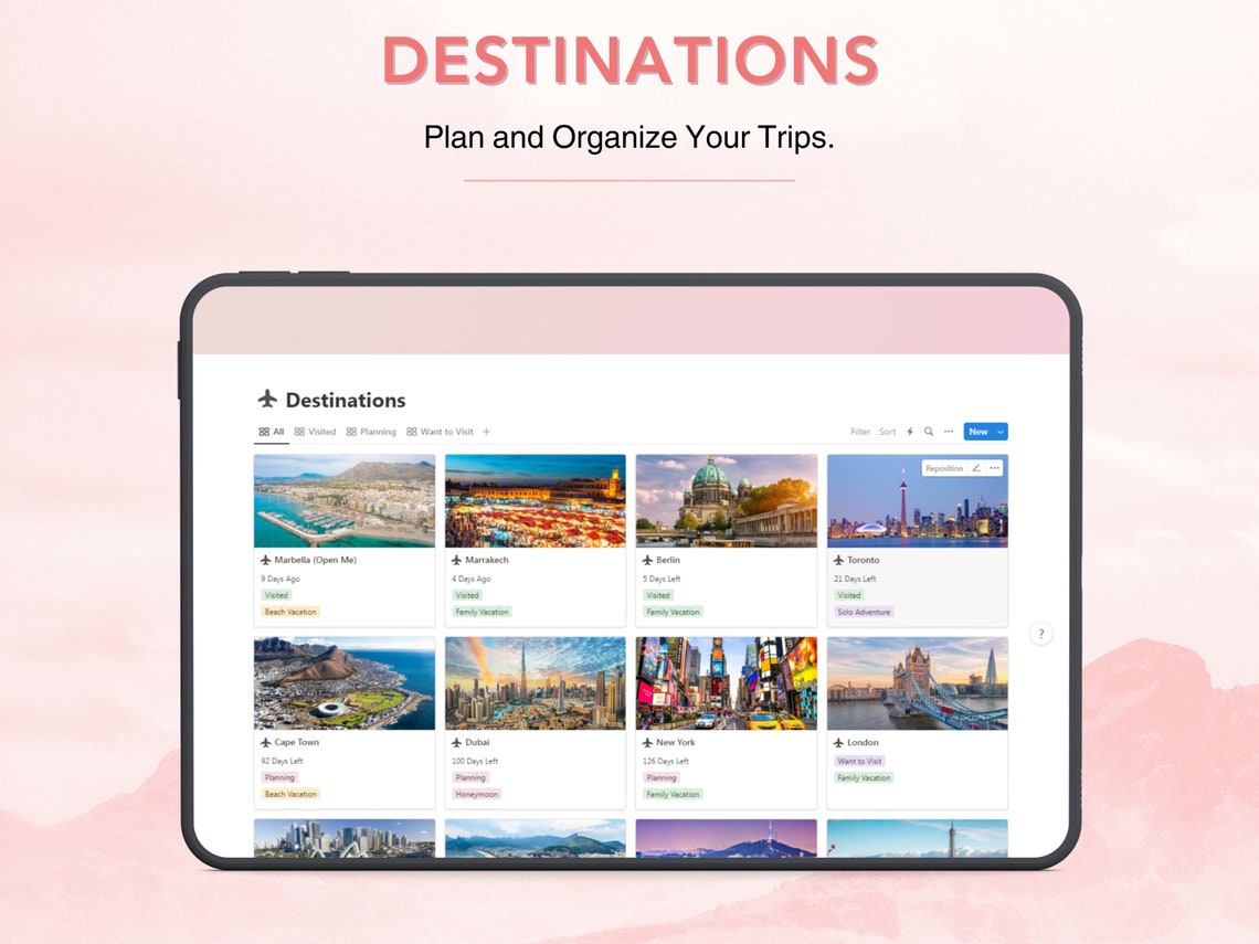 Notion Travel Planner Template All in One Notion Vacation Planner for ...