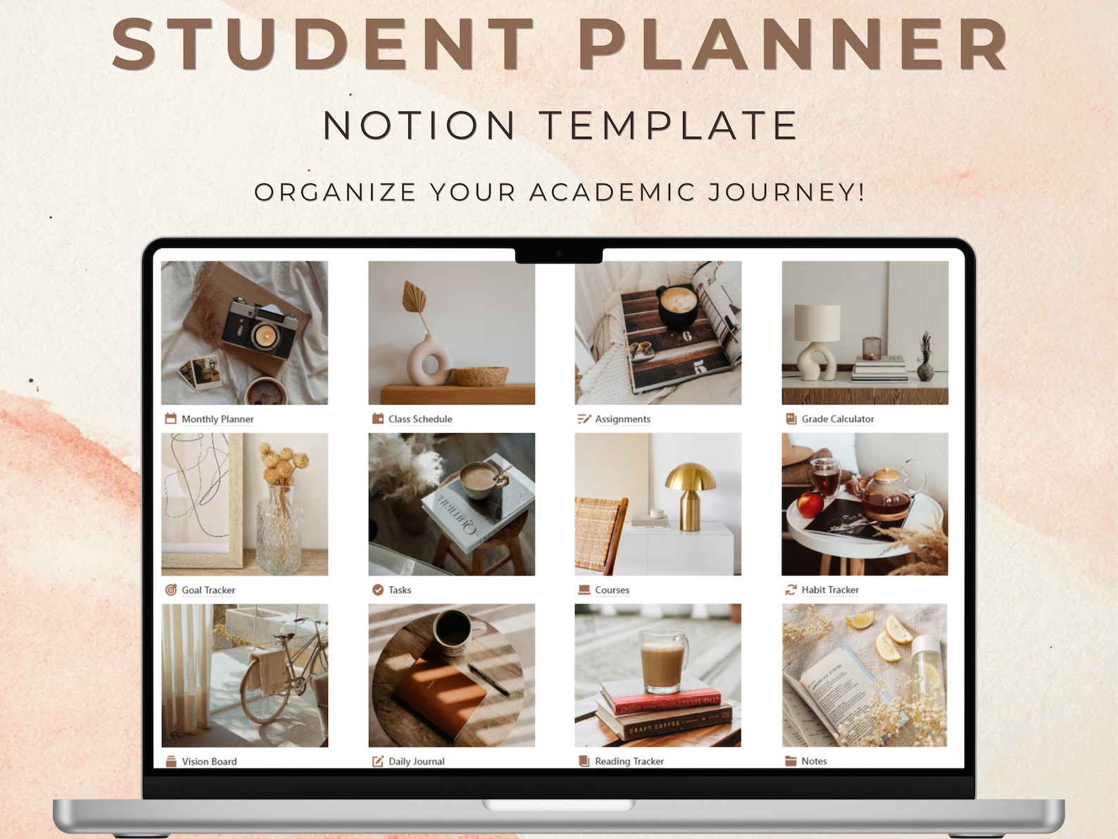 Notion Student Planner Template Aesthetic Academic University College ...