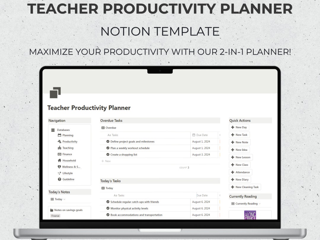 Notion Template All in One Teacher Productivity Planner Aesthetic ...